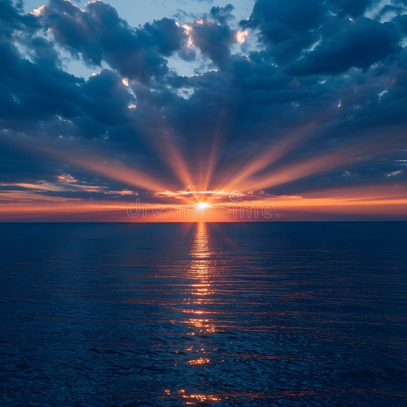 Sky with Dramatic Clouds Over the Ocean. Dramatic Sunrise Over the ...