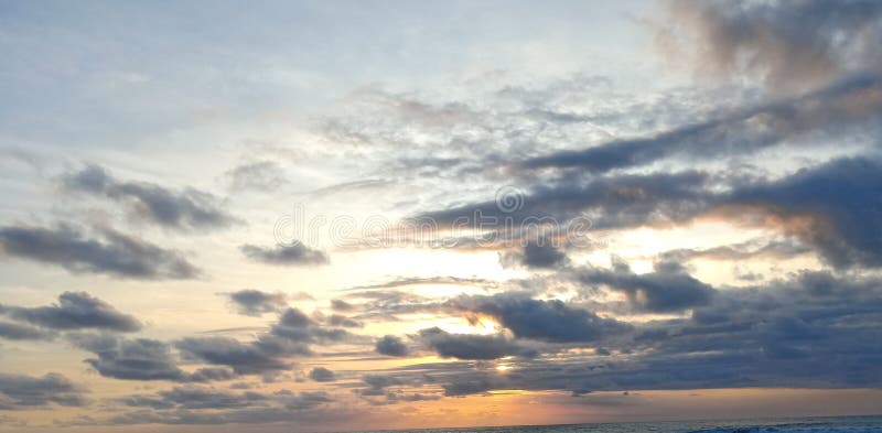 The Sky at Dusk Looks Like Some Clouds are Getting Dark and the Sun is ...