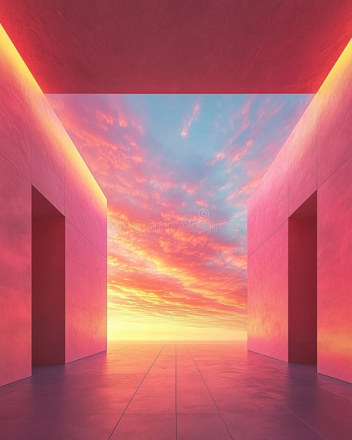 Sky-facing Ceiling Cutout in White Chamber with Soft Natural Light ...