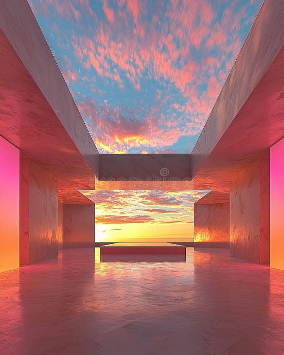 Sky-facing Ceiling Cutout in White Chamber with Soft Natural Light ...