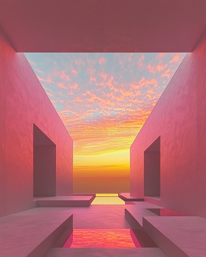 Sky-facing Ceiling Cutout in White Chamber with Soft Natural Light ...