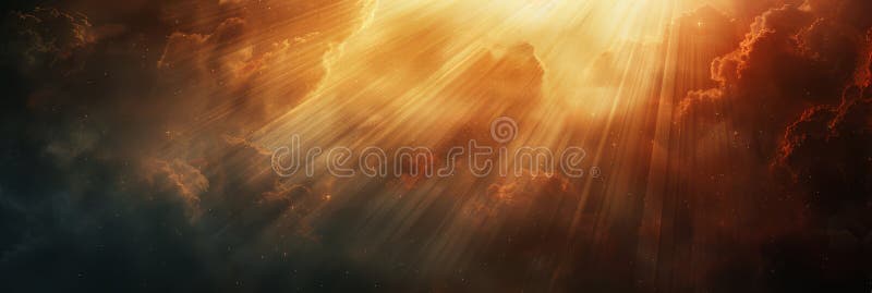 The Sky Filled with Clouds is Illuminated by Dramatic Sun Rays Casting ...
