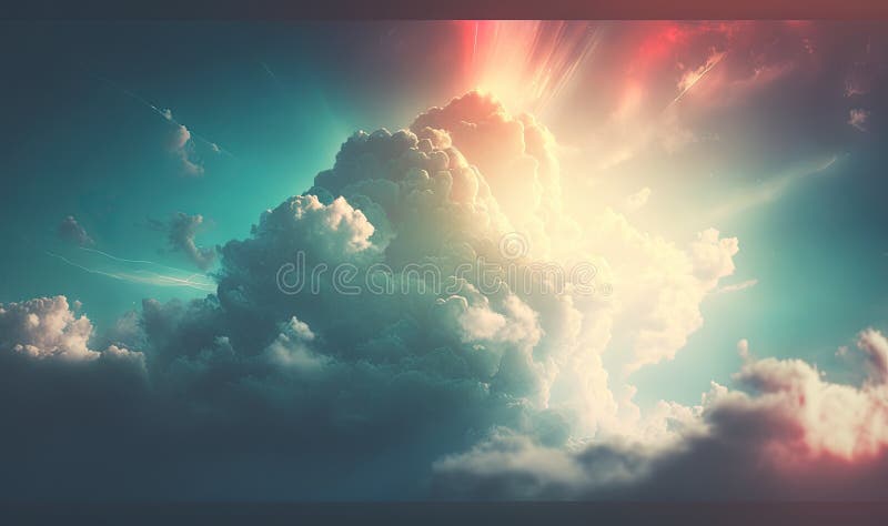 A Sky Filled with Lots of Clouds and a Bright Light Stock Illustration ...