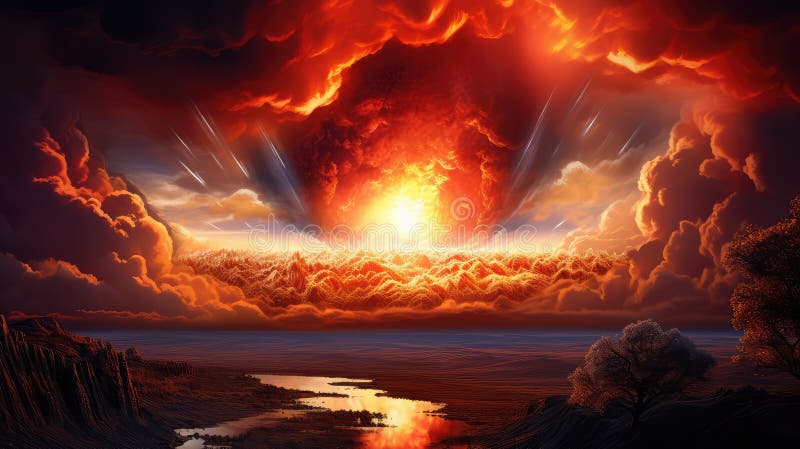 Sky fire falling stock illustration. Illustration of serene - 372498637