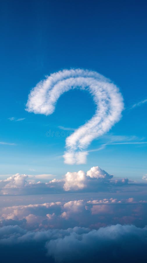 Sky with Fluffy Clouds, Prominent Question Mark Shaped Cloud Evokes ...