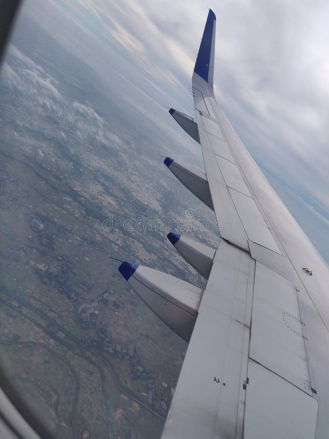 The Sky and Ground View by the Airplane Window Stock Image - Image of ...