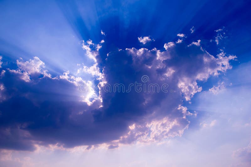 The Sky Has a Cloud Covering the Sun`s Rays As a Beautiful Lobes. Stock ...