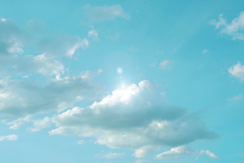Sky.Heaven Background. Clouds Background.White Clouds and Sun Rays in a ...