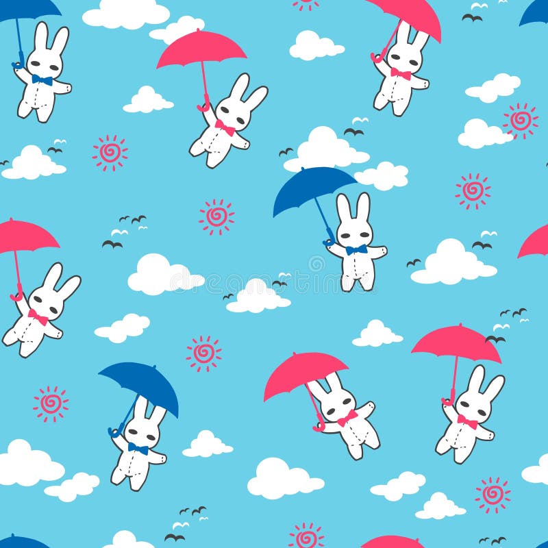 Sky High Bunnies Umbrella Adventures in the Clouds Stock Vector ...