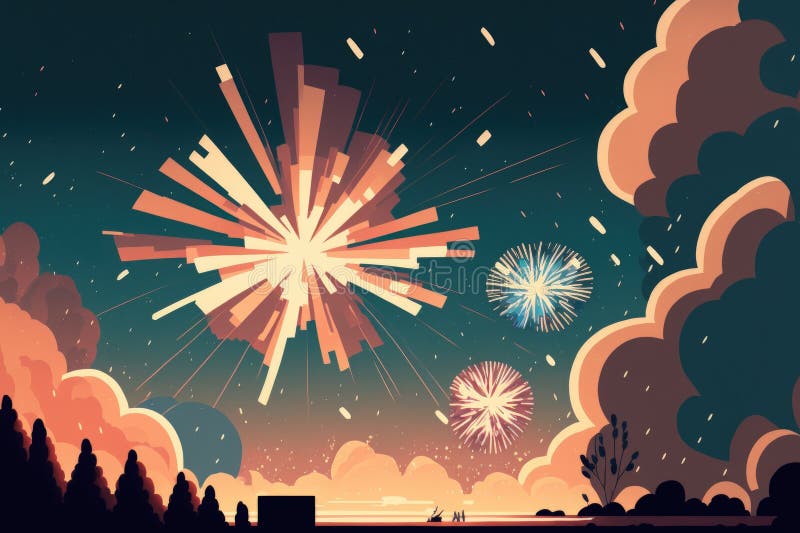 Sky high fireworks display stock illustration. Illustration of light ...