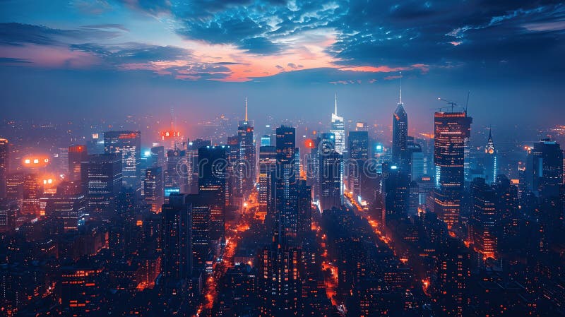 Sky-high Tech Ecosystems with Interactive Facades. Stock Illustration ...