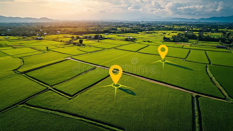 A Sky-high View of the Land Featuring Symbols for Development Planning ...