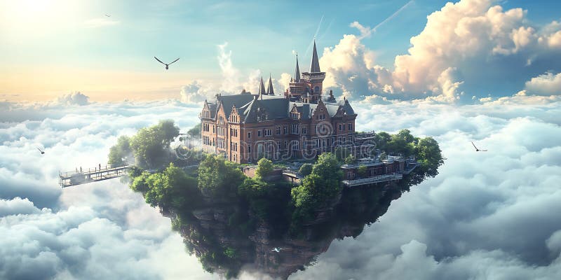 Sky Island Castle Fantasy Art Cloudscape Floating Island Background ...