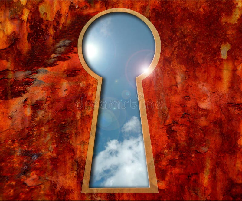 Sky in a keyhole stock illustration. Illustration of keyhole - 16397494
