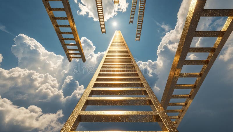 Sky Ladder Extending through Dimensions with Shimmering Golden Rungs ...