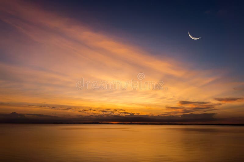 The Sky and the Lake in the Twilight after Sunset Stock Image - Image ...