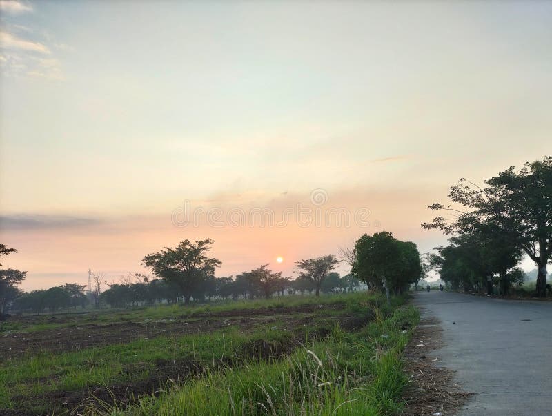 Sky Landscape when Sunrise Above Large Field Stock Photo - Image of ...