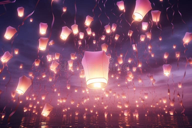 Sky Lantern Unity Lanterns Released into the Stock Illustration ...