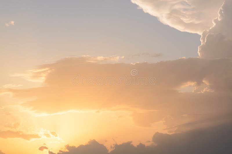 Sky with a Large Cloud in Evening Light Orange Lighting Stock Image ...