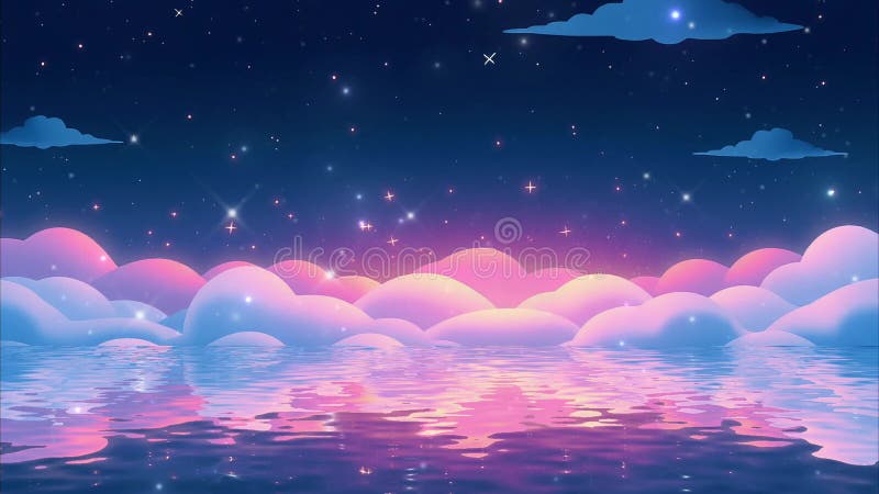 Peaceful Sky with Floating Clouds and Water Reflection Stock Video ...