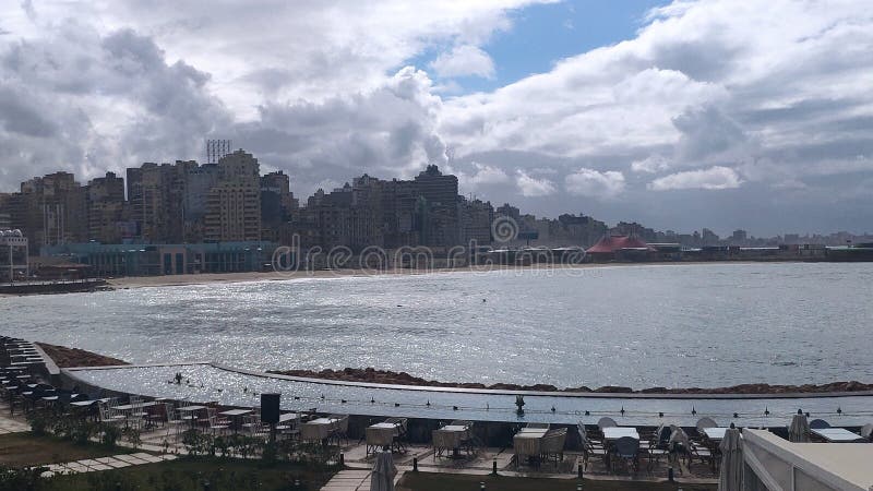 Sky Line of Alexandria Meeting the Sea Stock Photo - Image of coast ...