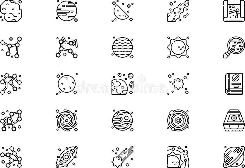 Sky Map Icons Collection is a Vector Illustration with Editable Stroke ...