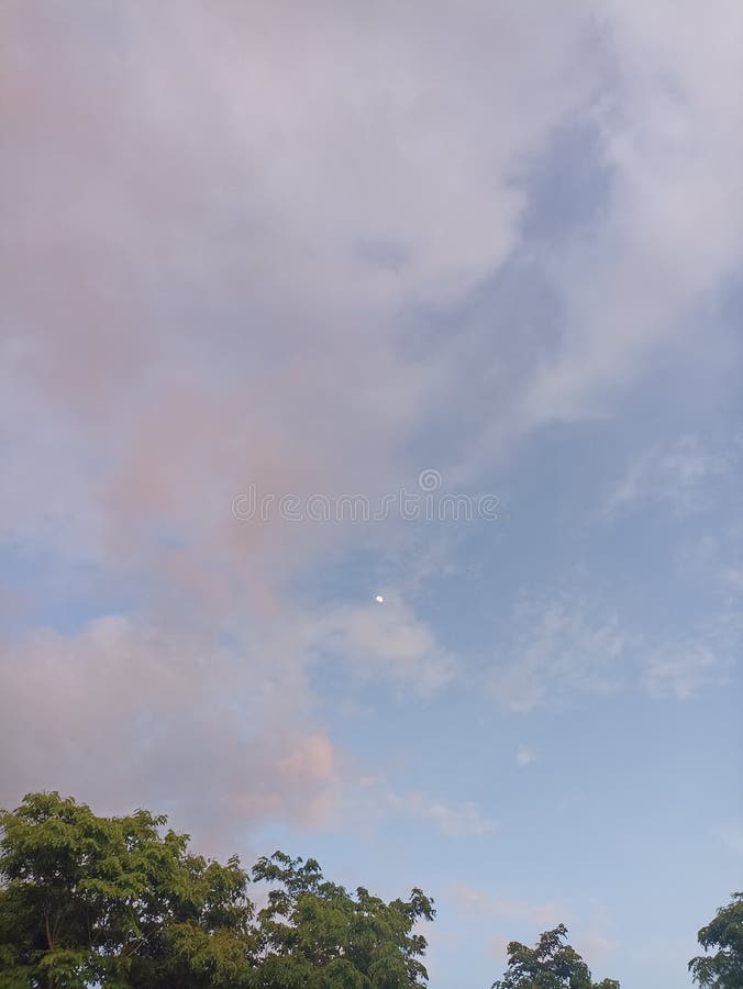 Sky, Moon, Clouds, Pink, Three Stock Image - Image of moon, pink: 266496813