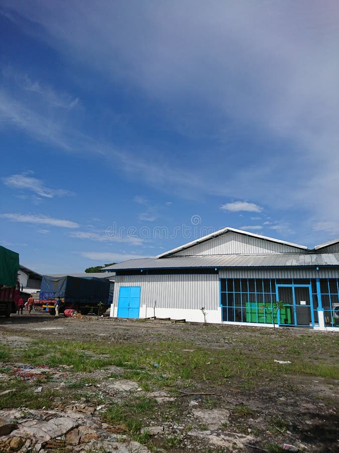 The Sky in the Morning Behind the Factory Stock Image - Image of ...