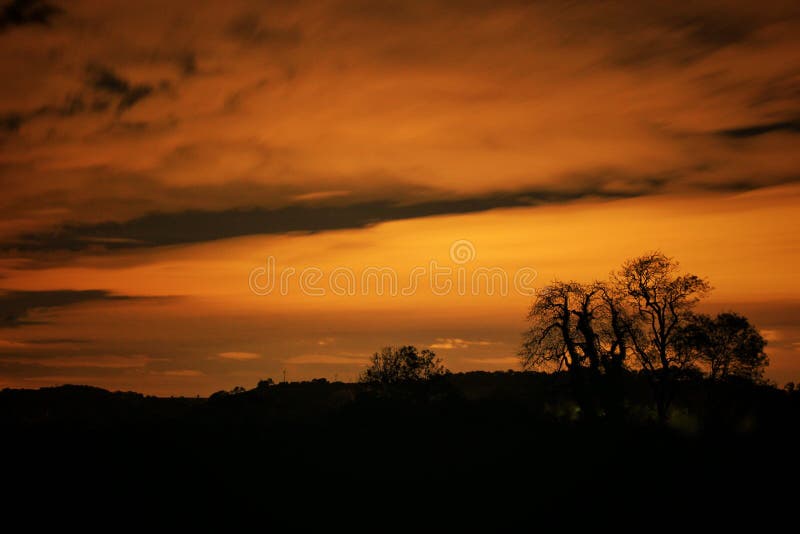 Sky at night. stock photo. Image of orange, night, silhouette - 107927088
