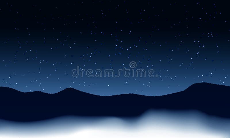Sky Night on Star in Mountain and Mist Stock Vector - Illustration of ...