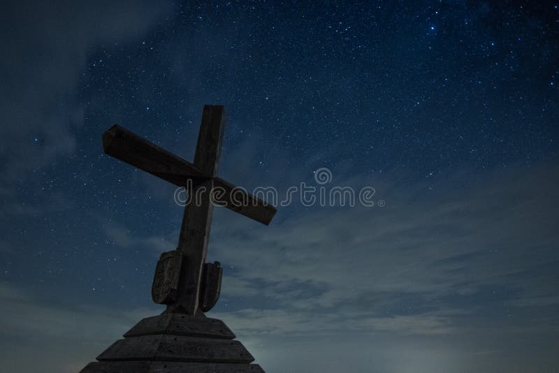 Sky night view stock photo. Image of cross, milky, earth - 157940410