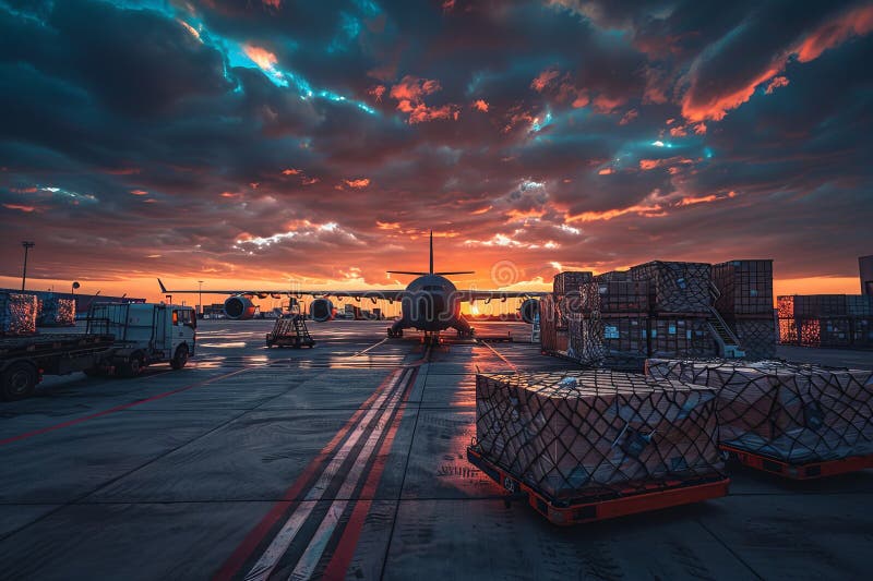 The Sky is Orange and the Sun is Setting, Creating a Warm. Logistic ...