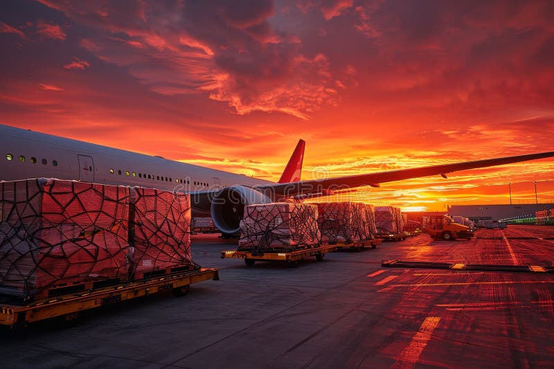 The Sky is Orange and the Sun is Setting, Creating a Warm. Logistic ...