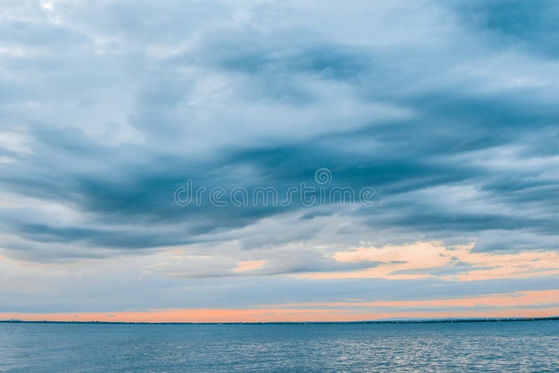 Sky Over Calm Bay Waters at Sunset. Stock Image - Image of reflection ...