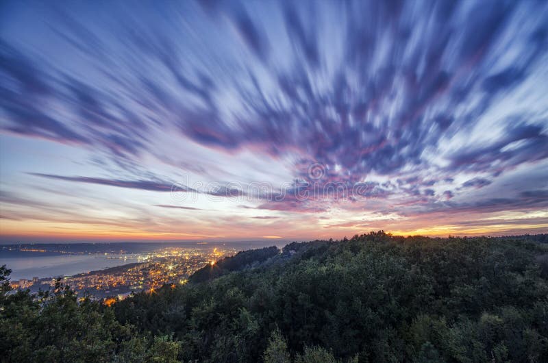 Sky over city stock photo. Image of city, road, nights - 130948862