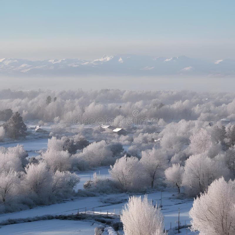 The Sky is Overcast and There are Trees Covered with Snow Stock ...
