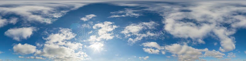 Blue Sky Panorama with Puffy Cumulus Clouds. Seamless Hdr Pano in ...