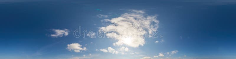 Blue Sky Panorama with Puffy Cumulus Clouds. Seamless Hdr Pano in ...