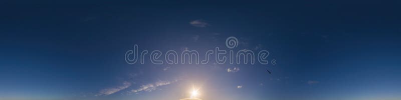 Dark Blue Sunset Sky Panorama with Cirrus Clouds. Seamless Hdr Pano in ...