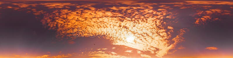 Golden Glowing Red Orange Overcast Sunset Sky Panorama. Hdr Seamless ...