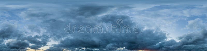 Overcast Sky Panorama on Rainy Day with Nimbostratus Clouds in Seamless ...
