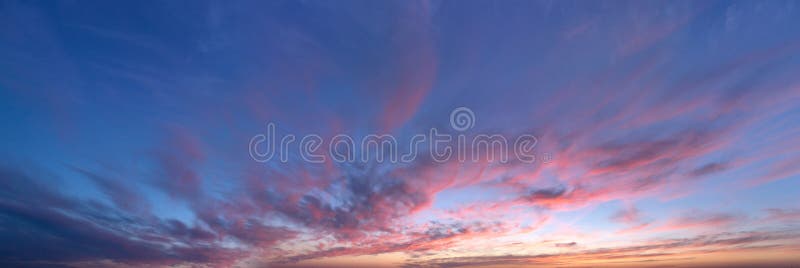 Sky Panorama, Sunset with Clouds Stock Photo - Image of scenery ...