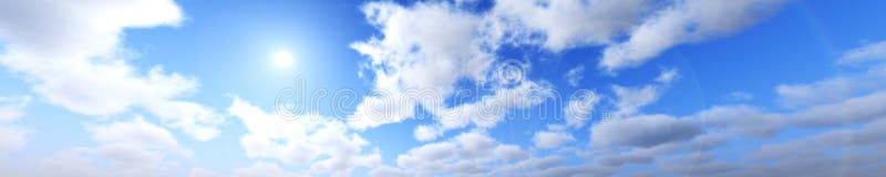 Sky Panorama View of Clouds and Sun, Banner Stock Illustration ...