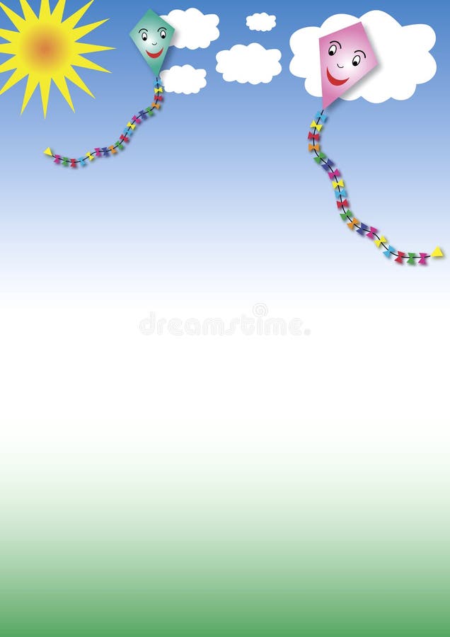 Sky with paper kites stock vector. Illustration of modern - 3235542