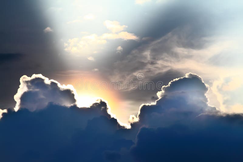 Easter Holy Spirit Peace Dove Flying through Open Sky Clouds with Sun ...