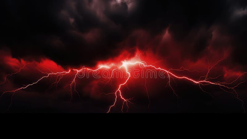 Sky Red Lightning Background Stock Illustration - Illustration of ...