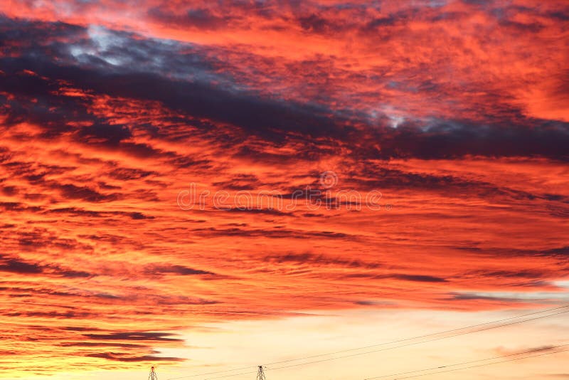 Sky Red Sunset Clouds Evening Stock Image - Image of bright, landscape ...