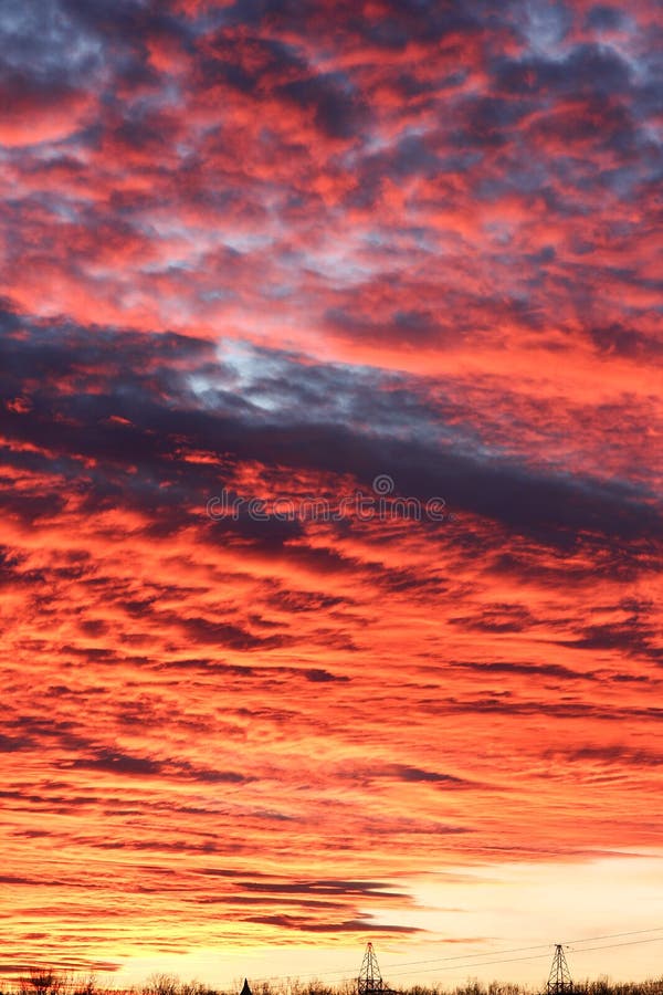 Sky Red Sunset Clouds Evening Stock Image - Image of loneliness, heaven ...