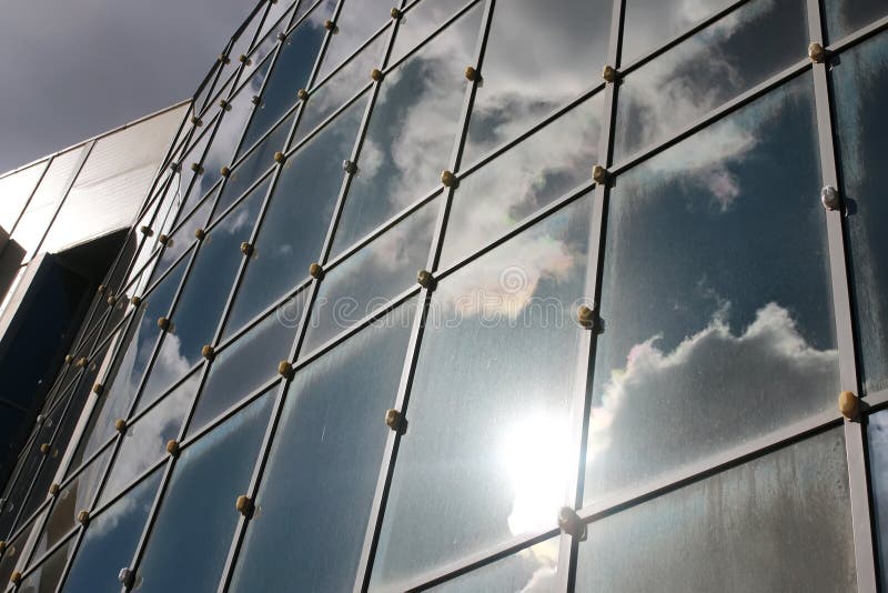Sky Reflected in Office Building Stock Photo - Image of light, facade ...