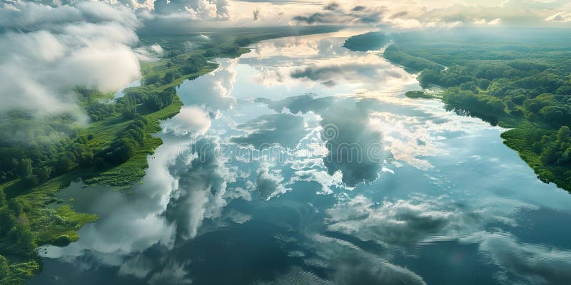 Sky Reflected in River: Aerial View Background, Background of River ...